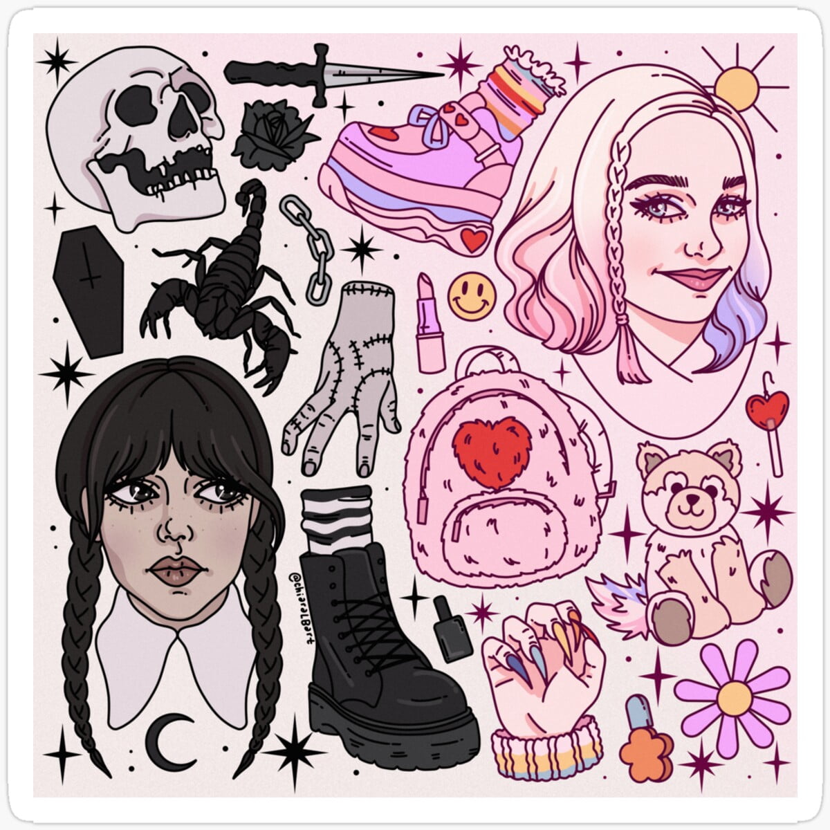 Kira wednesday & enid Sticker Waterproof Sticker for Water Bottles ...