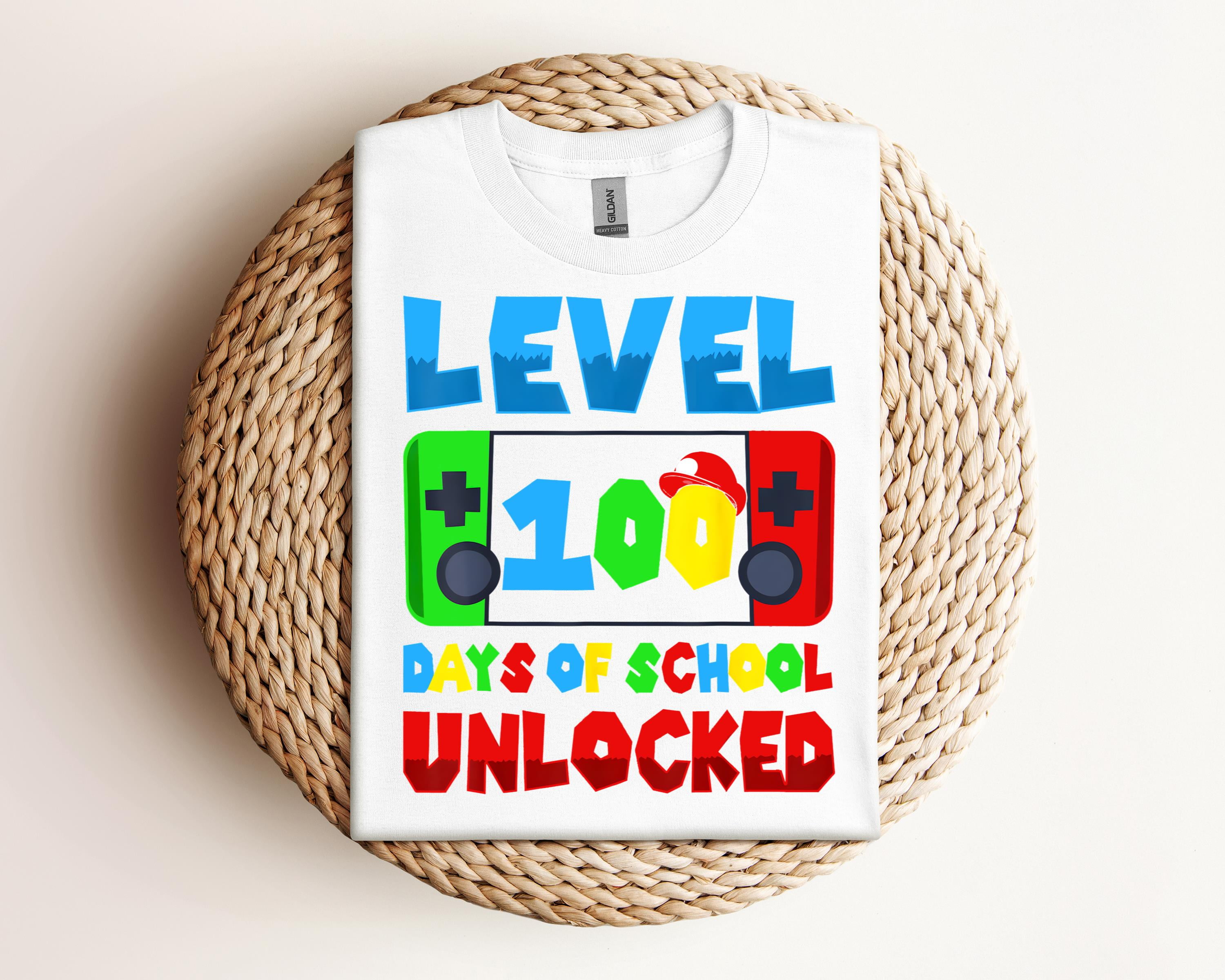 KiraKira 100th Day of School Shirt Boys, Level 100 Days Unlocked Gamer ...