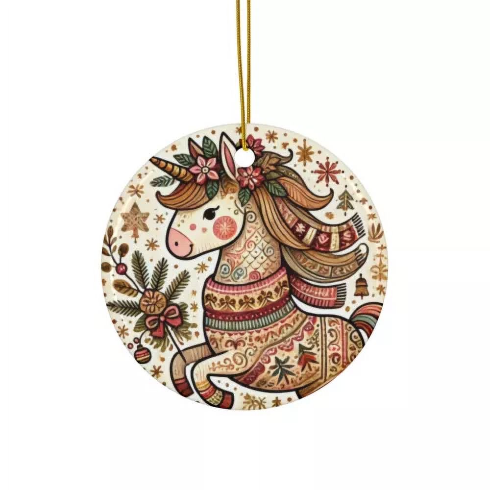 KiraKira Folk Art Christmas Unicorn Ornament – Whimsical Holiday Magic ...