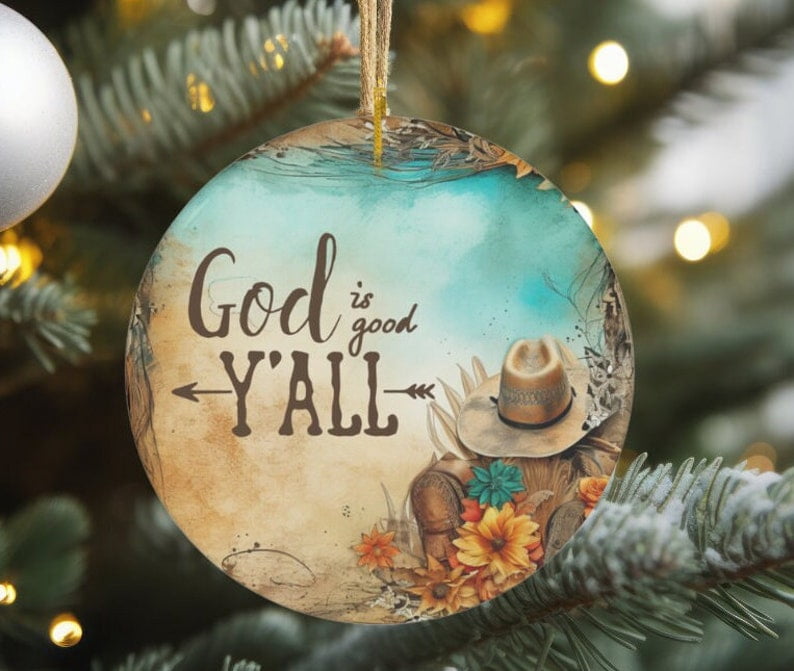 KiraKira God Is Good Y'all Ceramic Christmas Ornament, Teachers Gift ...