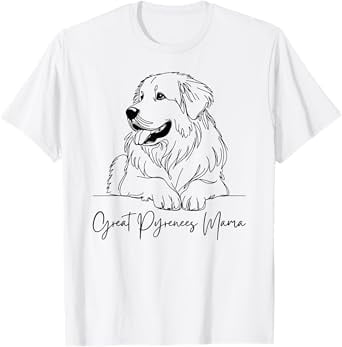 Kiraa Great Pyrenees Mama Great Pyrenees Mom Cute Dog Line Art T-Shirt ...