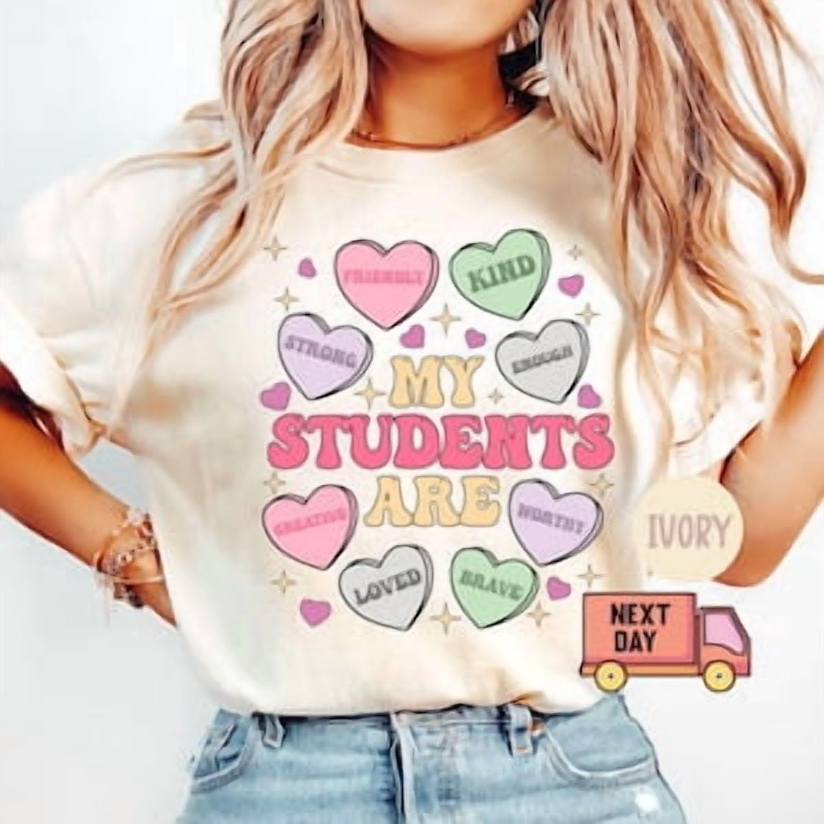 Kiraa My Students Are My Hearts Typography Teacher Style T-Shirt ...