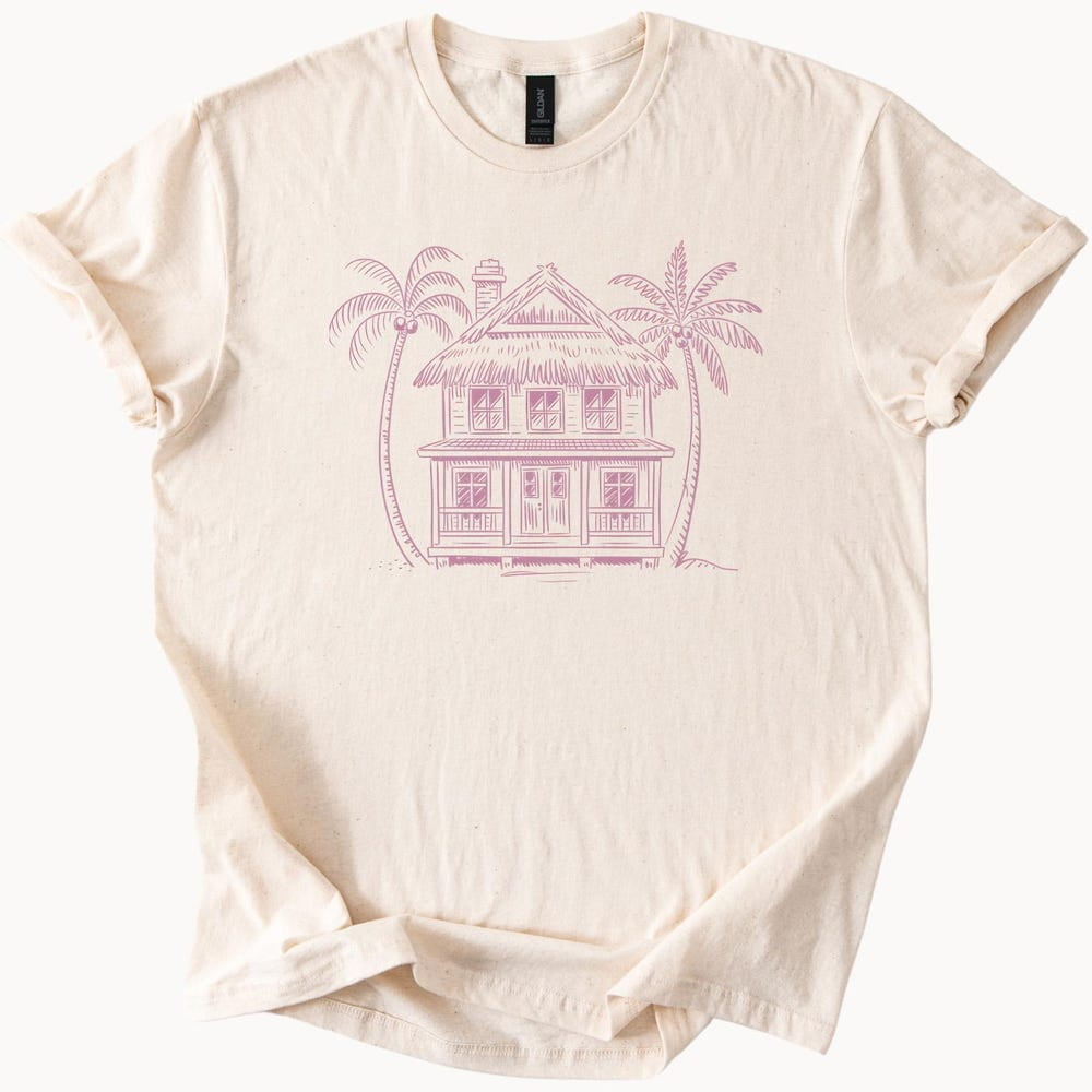 Kiraa Tee with Beach House Graphic T Shirt Palm Trees Coastal Cottage ...