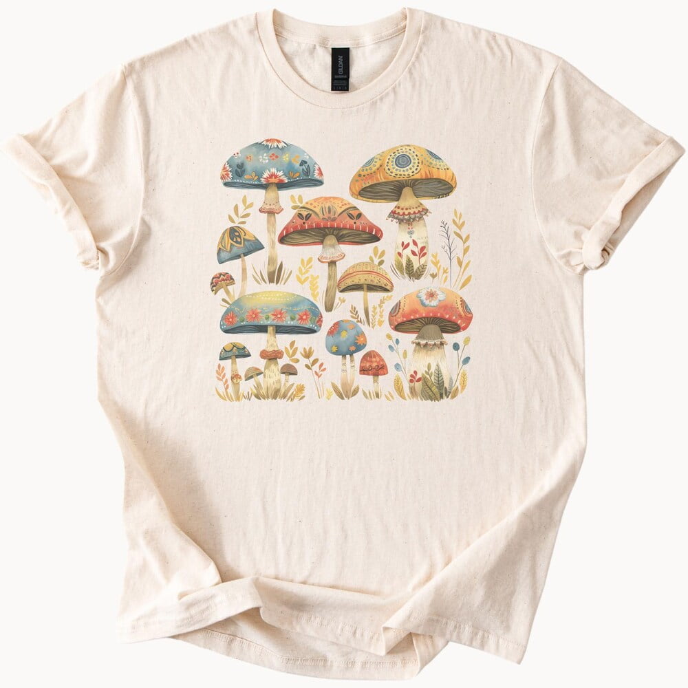 Kiraa Tee With Colorful Boho Mushroom Garden Graphic Tee Whimsical ...