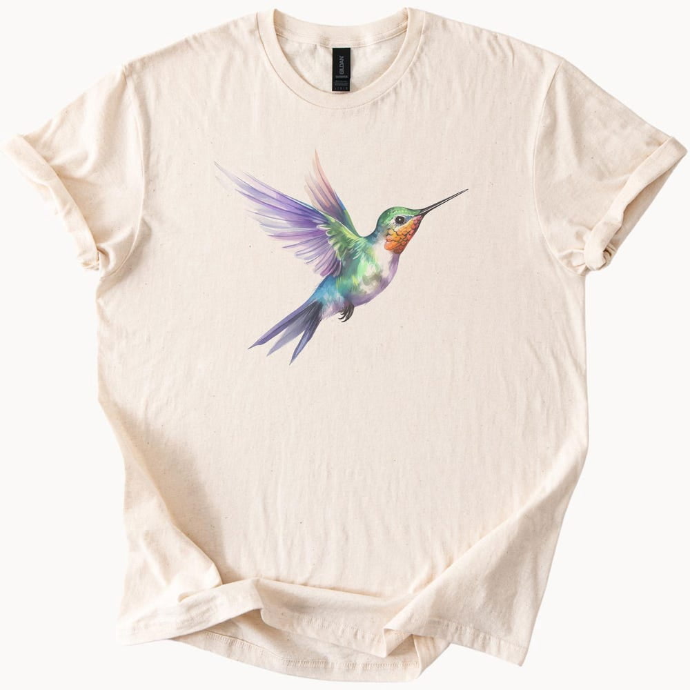 Kiraa Tee With Colorful Hummingbird Graphic Shirt Watercolor Bird Art ...