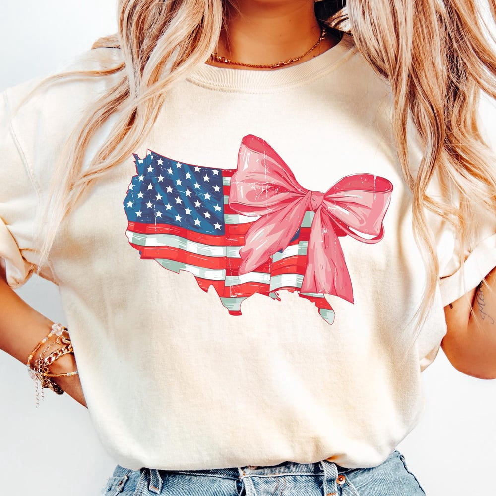 Kiraa Tee With Coquette 4Th Of July America Shirt, American Flag Shirt ...