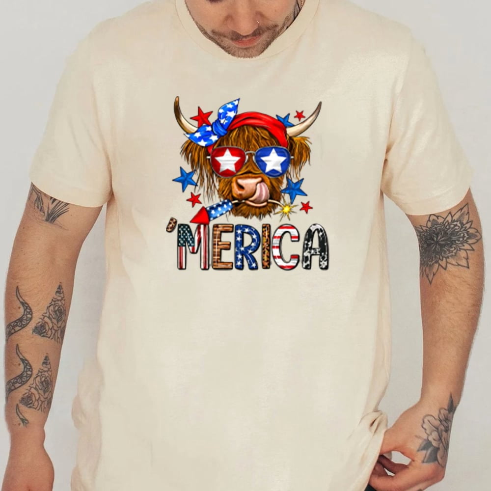 Kiraa Tee With Cow Merica Shirt, America Cow Shirt, American Farm Shirt ...