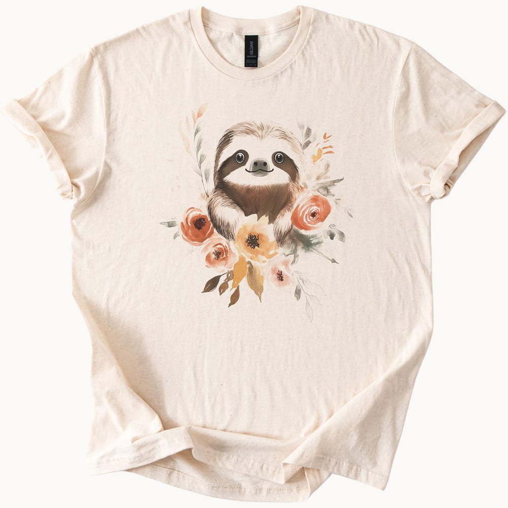 Kiraa Tee With Cute Sloth Shirt Floral Sloth Tee Animal Lover Gift ...