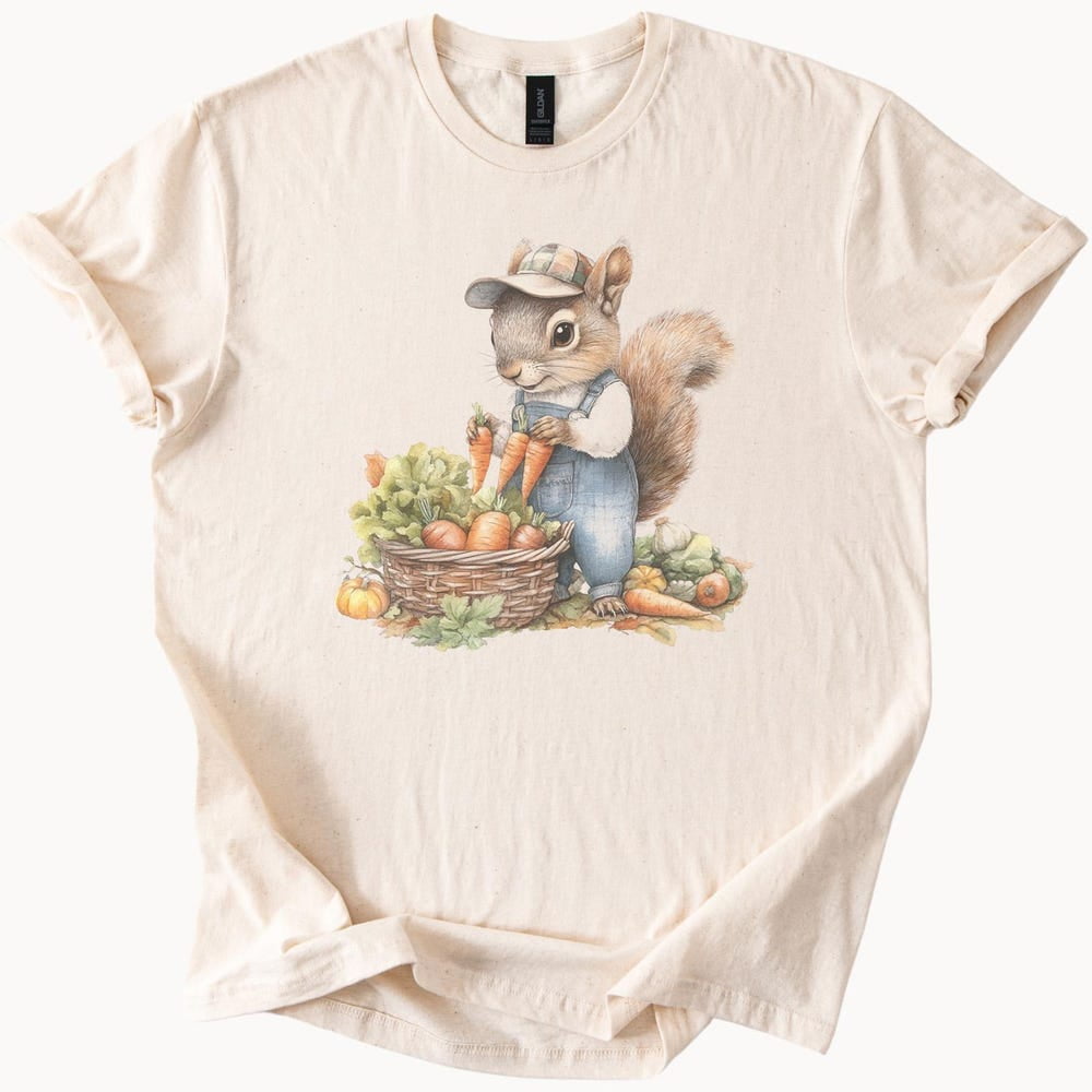 Kiraa Tee with Cute Squirrel Farmer Graphic T Shirt Woodland Animal In ...