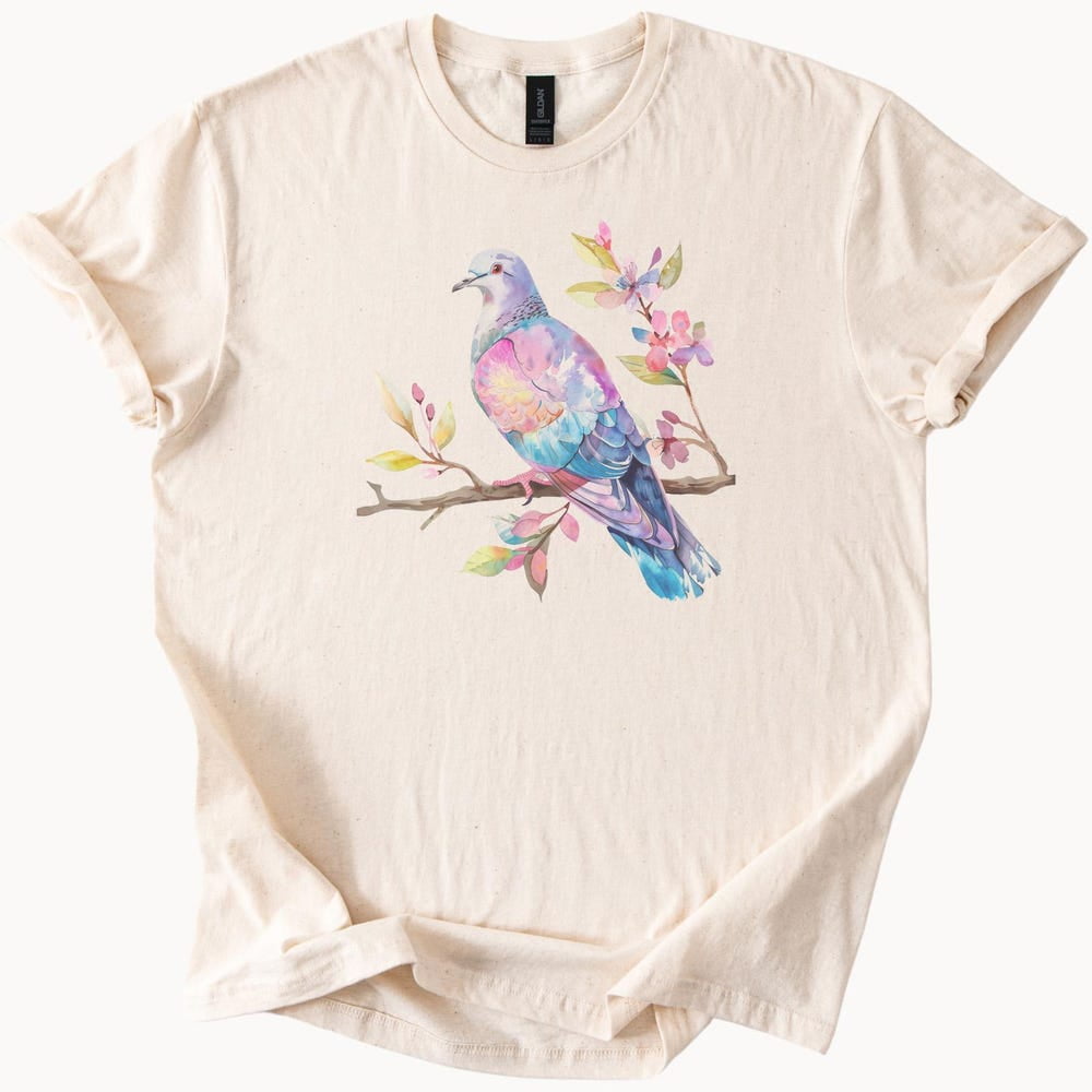 Kiraa Tee With Dove And Blossom Tee Watercolor Bird Shirt Nature Lover ...