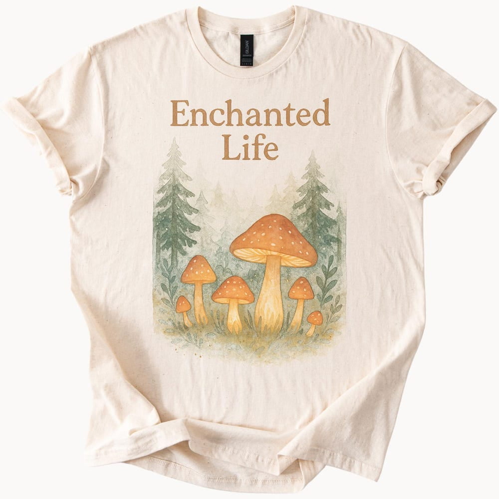Kiraa Tee With Enchanted Mushroom Forest T-Shirt Whimsical Nature Tee Cottagecore Clothing ...