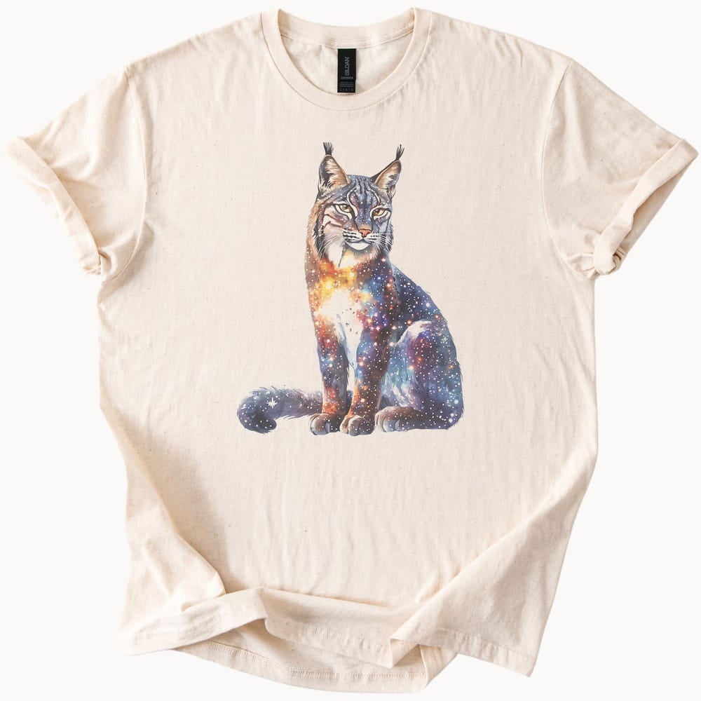 Kiraa Tee With Galaxy Lynx Graphic Tee Cosmic Wild Cat Shirt Nature ...