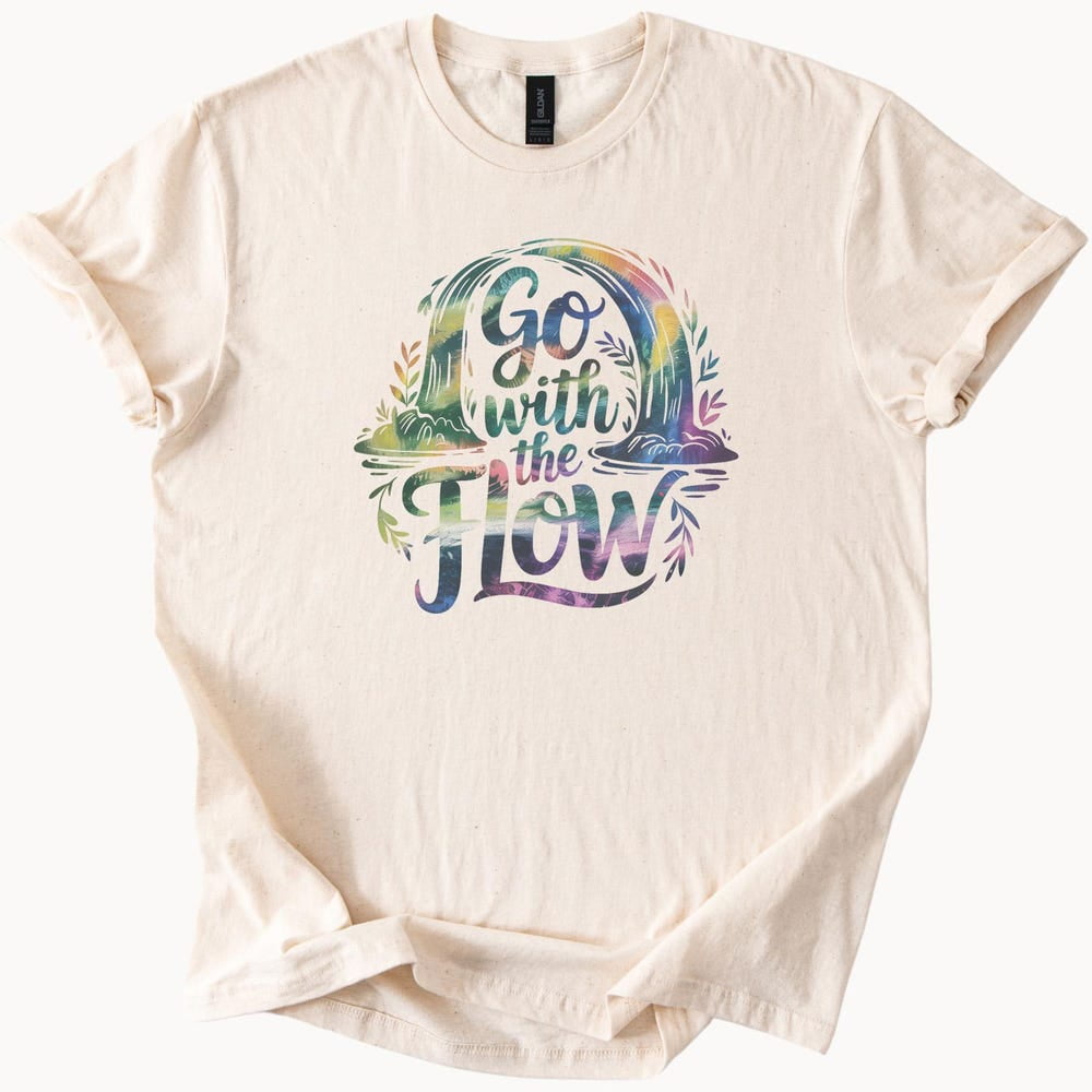 Kiraa Tee With Go With The Flow T Shirt Watercolor Rainbow Relaxed Fit ...