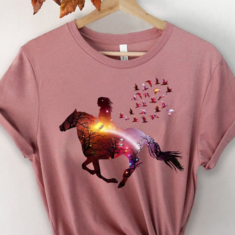 Kiraa Tee With Horse Shirt, Just A Girl Who Loves Horses, Horseback Riding, Peace Love Horses ...
