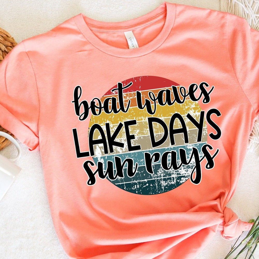 Kiraa Tee With Lake Days Shirt - Boat Waves Sun Rays Shirt - Aint ...
