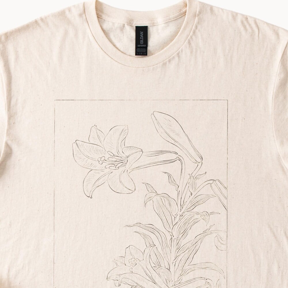 Kiraa Tee With Lily Flower Line Art Botanical Sketch Graphic Shirt ...