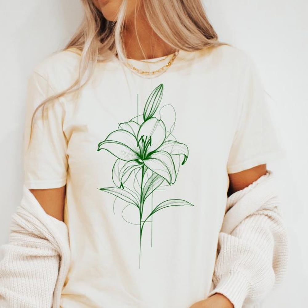 Kiraa Tee With Lily Flower T-Shirt, Floral Print Tee, Nature Inspired ...