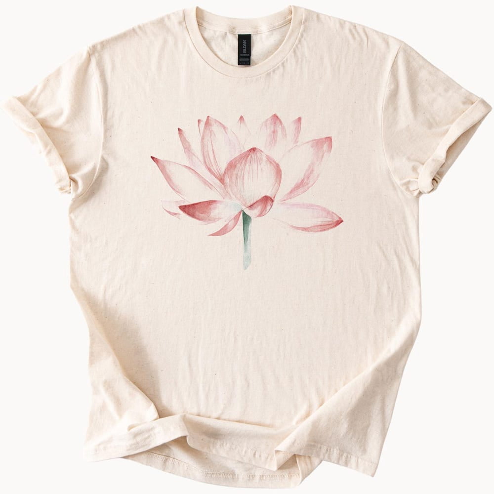 Kiraa Tee With Lotus Flower Graphic Tee Soft Pink Watercolor Floral ...
