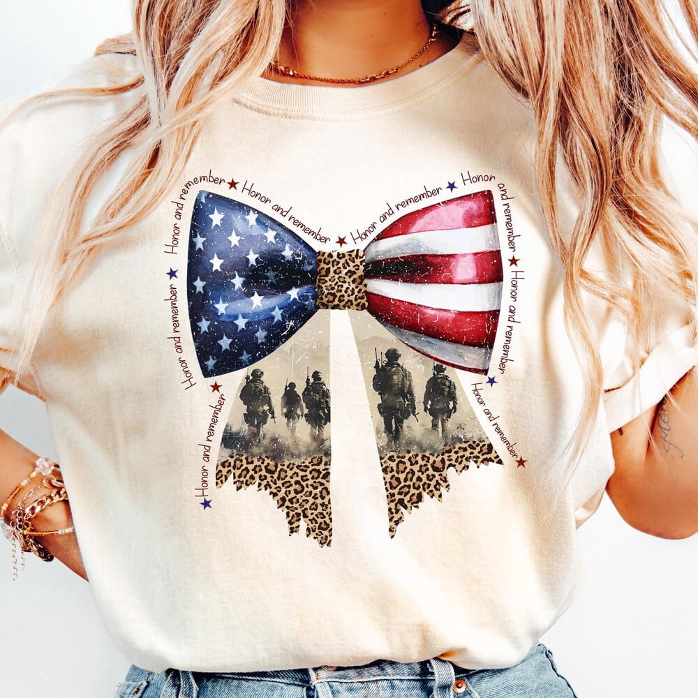 Kiraa Tee With Memorial Day Honor Remember Coquette Shirt, Memorial Day ...