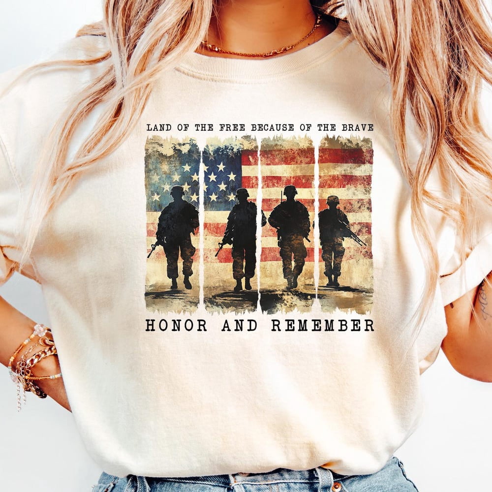 Kiraa Tee With Memorial Day Shirt, Land Of The Brave Shirt, Patriotic ...