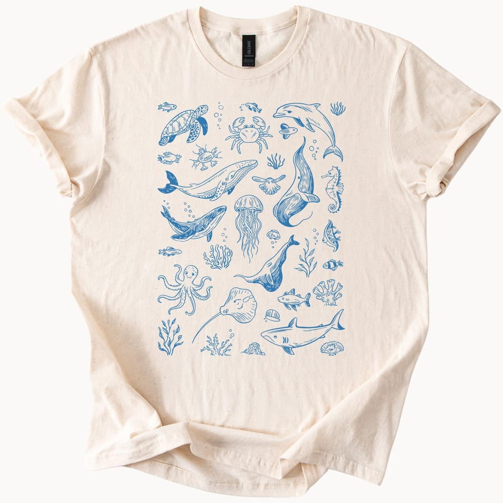Kiraa Tee With Ocean Animals Graphic T Shirt Sea Life Illustration Tee ...