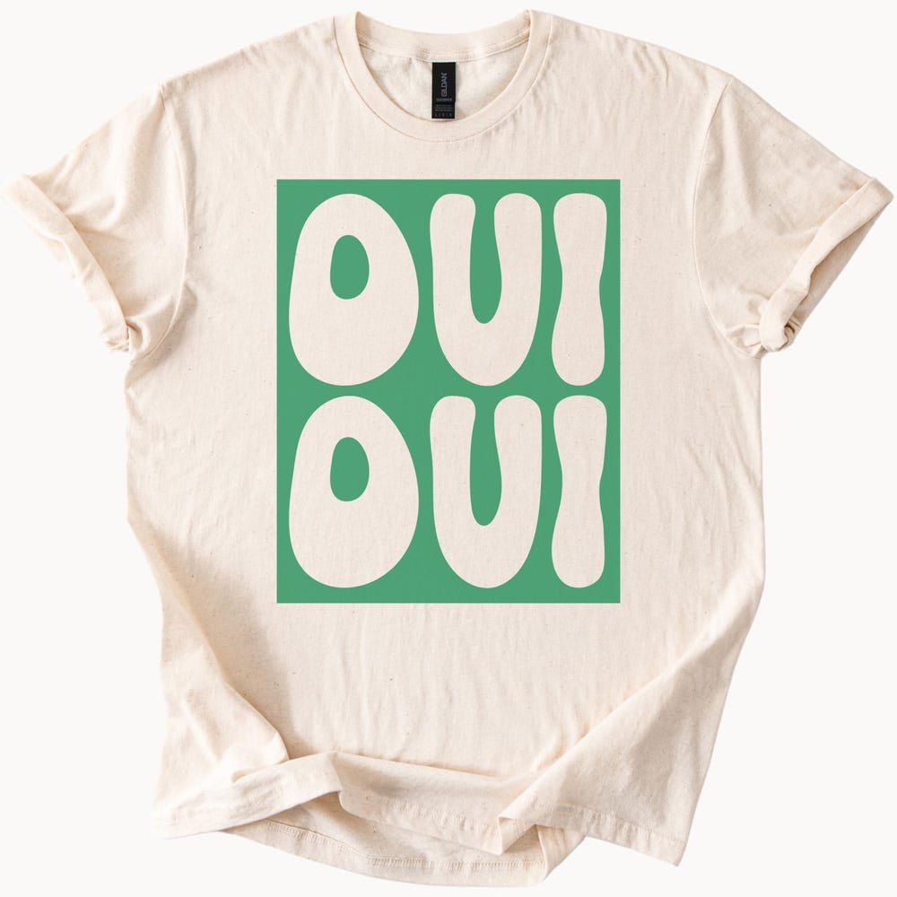 Kiraa Tee With Oui Oui French Graphic Tee Retro Groovy Block Letters ...