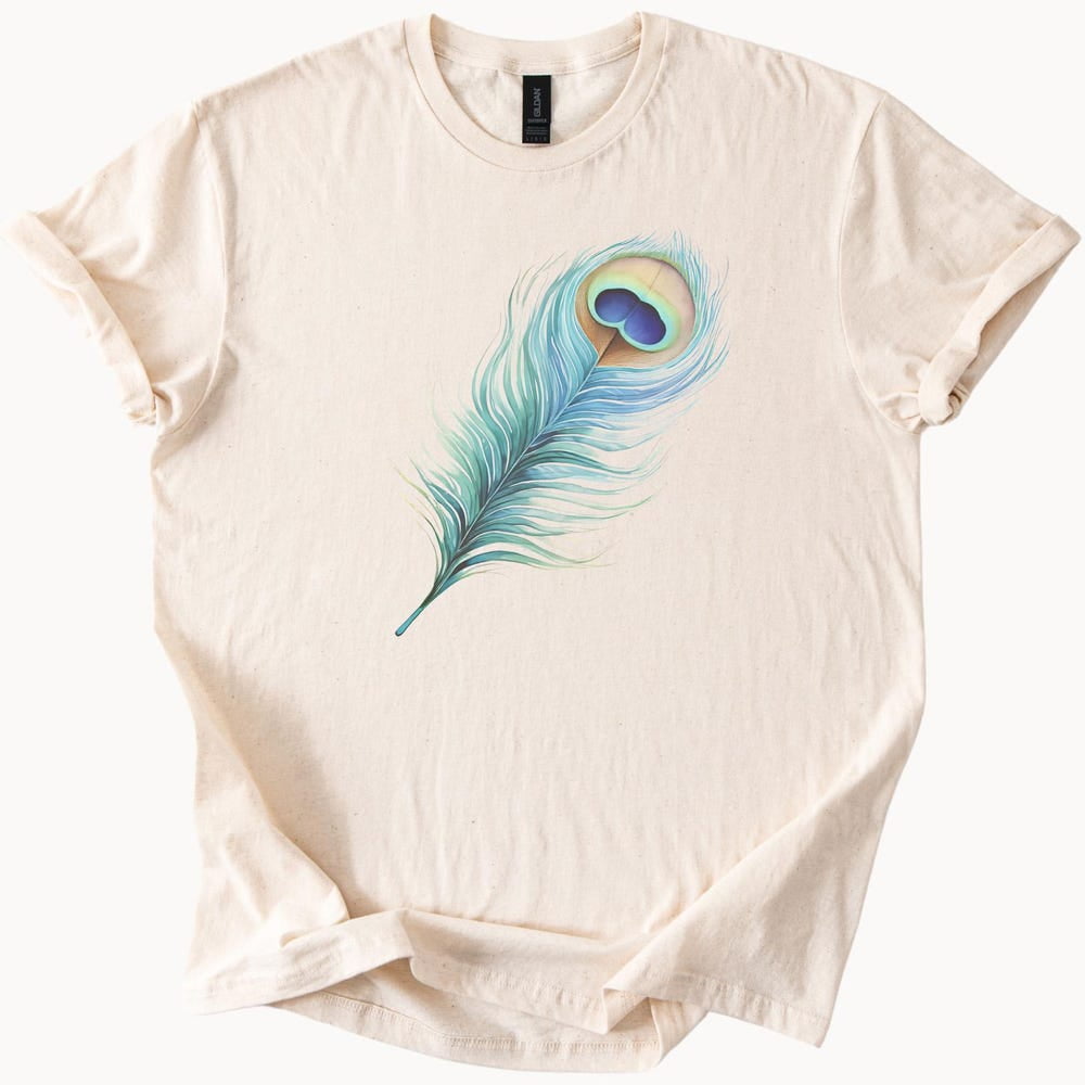 Kiraa Tee With Peacock Feather Graphic T Shirt Artistic Blue Green Bird ...