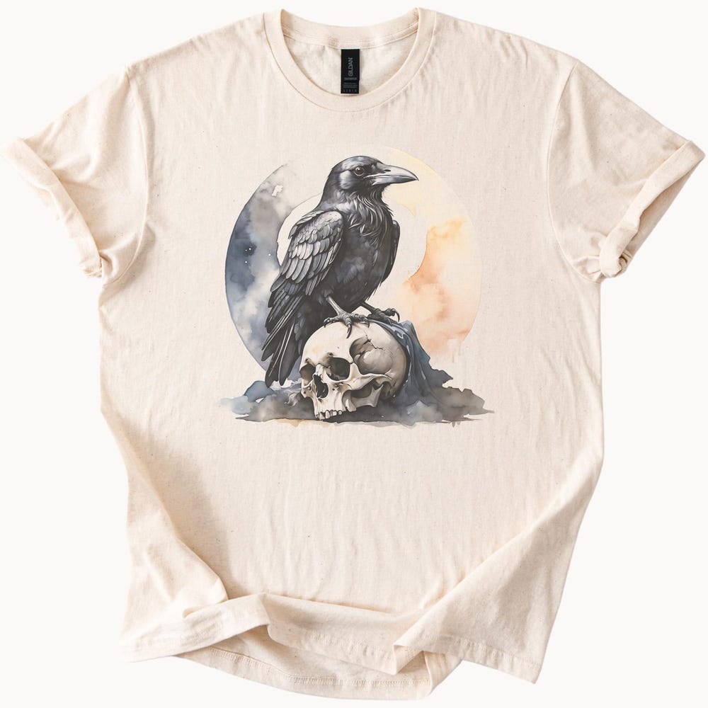 Kiraa Tee With Raven And Skull Graphic T Shirt Dark Cottagecore Moon ...
