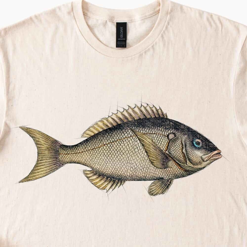 Kiraa Tee With Vintage Fish Print T-Shirt, Graphic Tee Trout, Casual ...