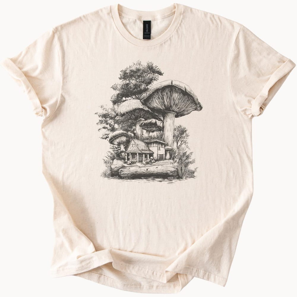 Kiraa Tee With Whimsical Mushroom House T Shirt Cottagecorecore Tee ...