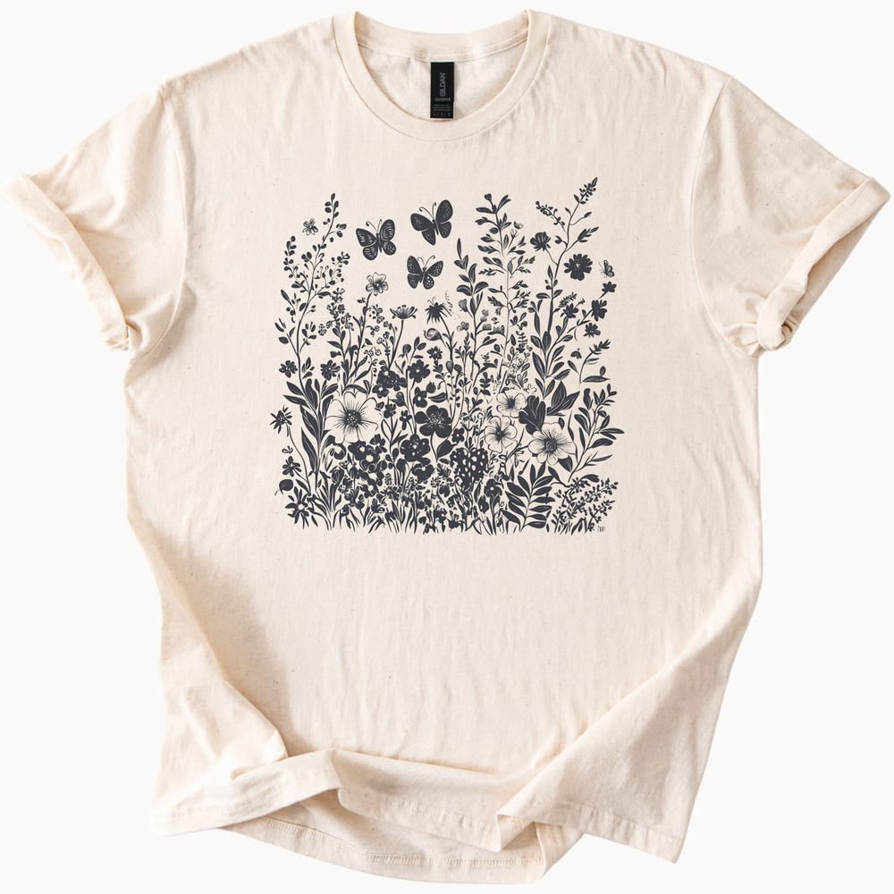 Kiraa Tee With Wildflower Butterfly Tshirt Nature Lover Tee Botanical ...