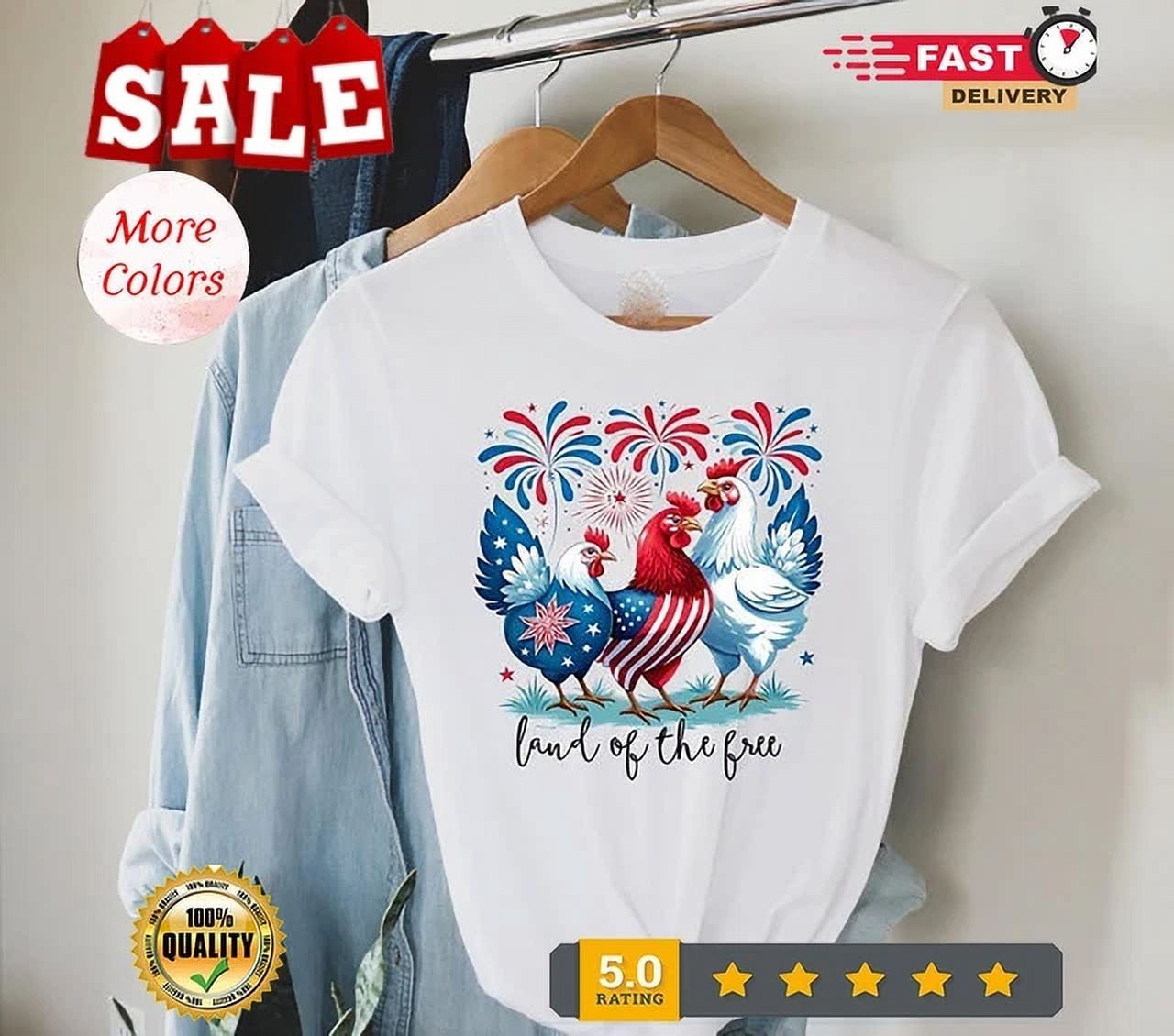 Kiraa Tee With 4Th Of July Chicken Shirt, Usa Chicken Lover Shirt ...