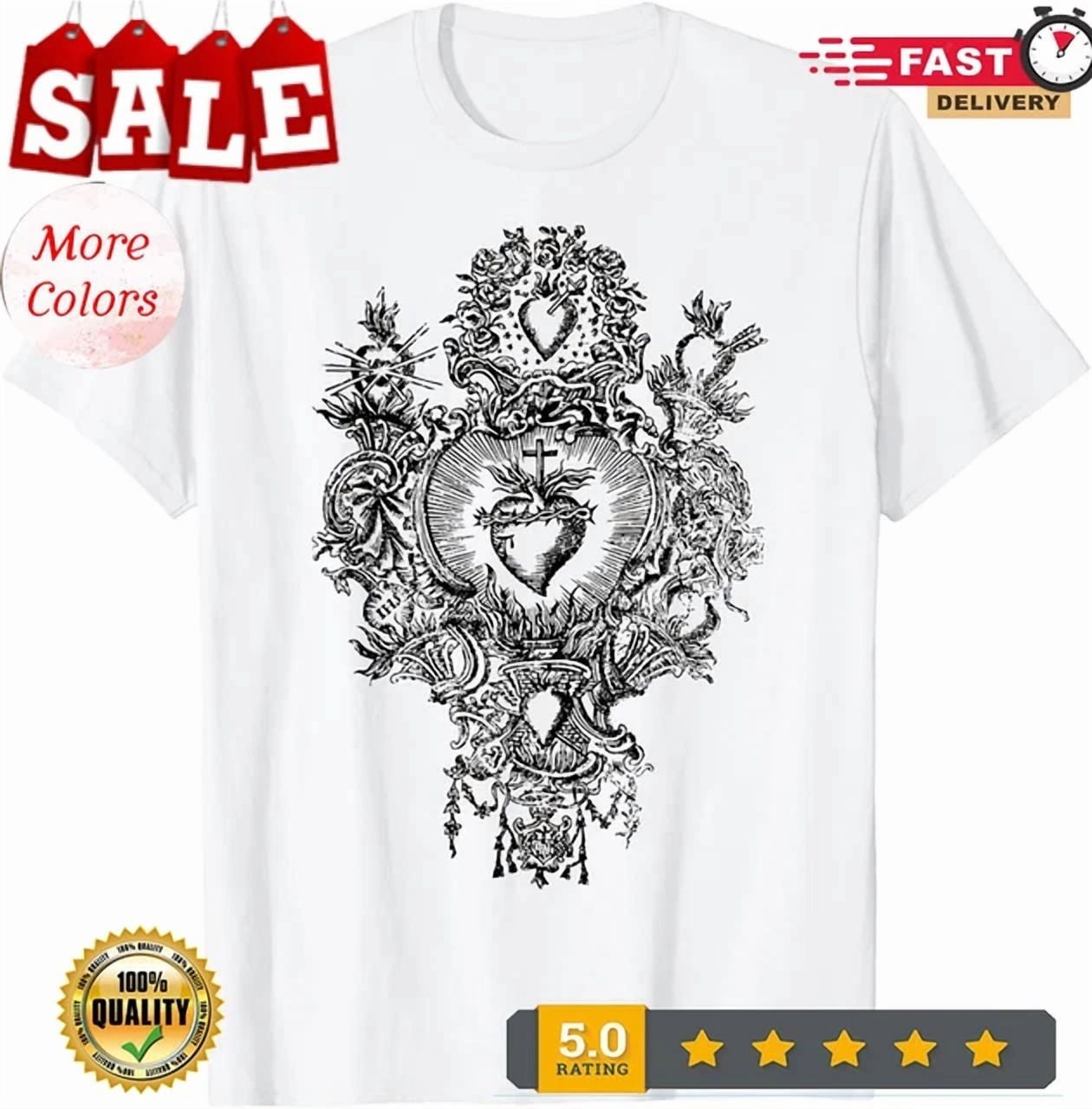 Kiraa Tee With Devotion To The Sacred Heart Of Jesus Vintage Catholic ...