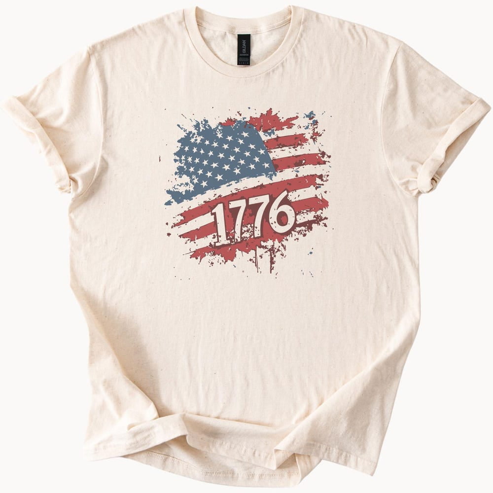 Kiraa Tee With Distressed American Flag 1776 Tshirt Patriotic Usa Tee ...