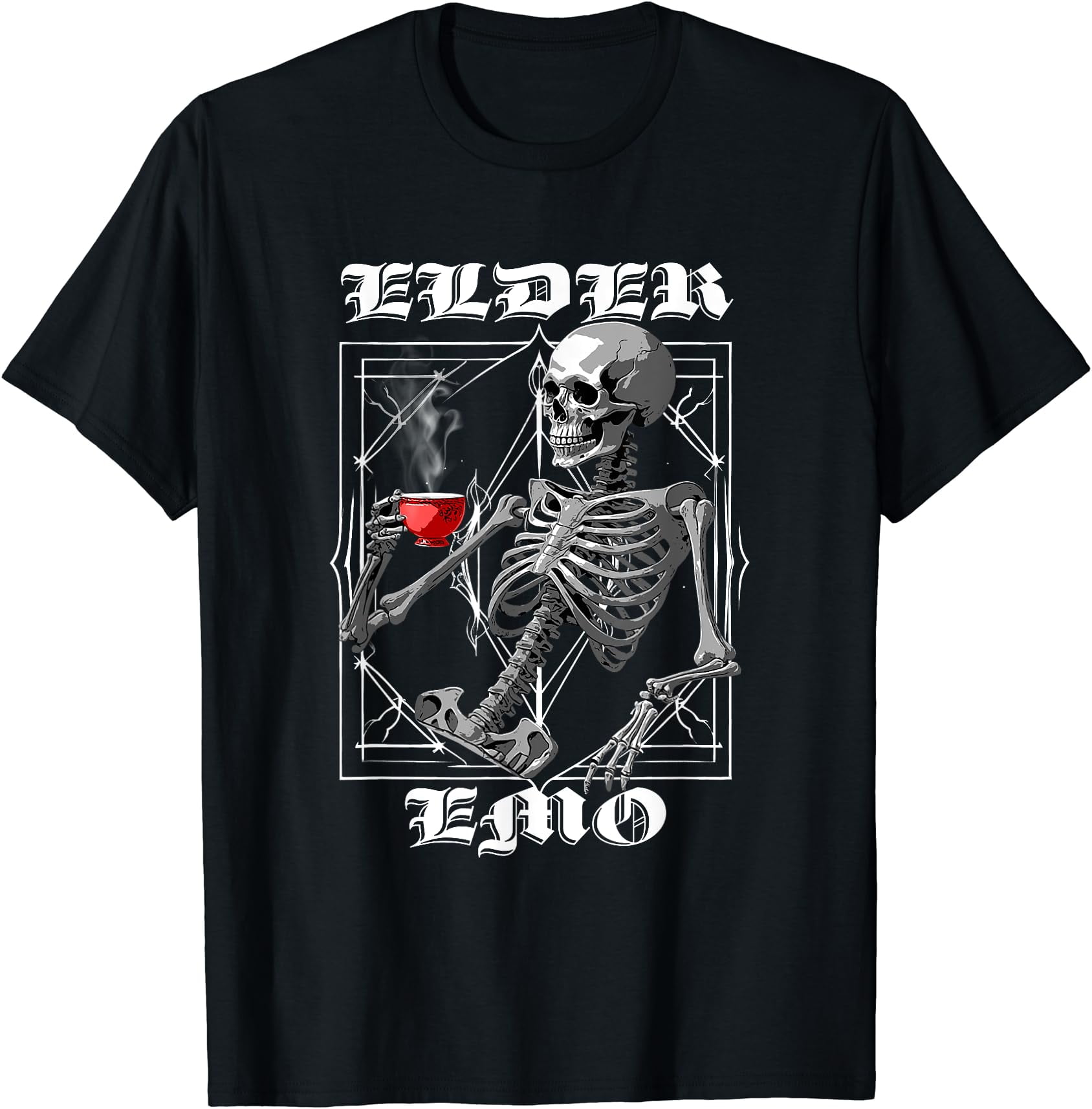 Kiraa Tee With Elder Emo Skeleton Coffee Funny Skull Halowen - Walmart.com