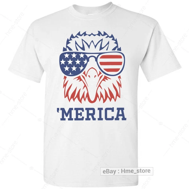 Kiraa Tee With Merica Bald Eagle T-Shirt 4Th Of July America Usa ...