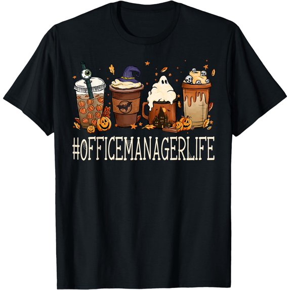 Kiraa Tee With Office Manager Horror Fall Coffee Spooky Halowen Pumpkin ...