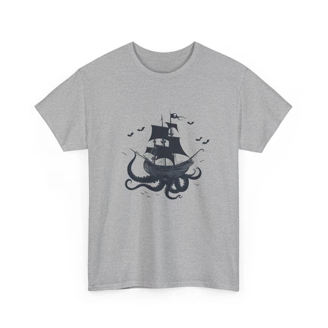 Kiraa Tee With Pirate Ship Kraken Tentacles Cryptozoology T-Shirt S-5Xl ...