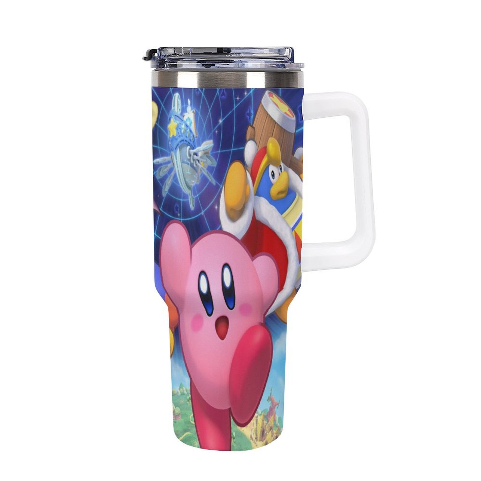 Kirby 40 Oz Tumbler with Handle And Straw, Stainless Steel Double Wall ...