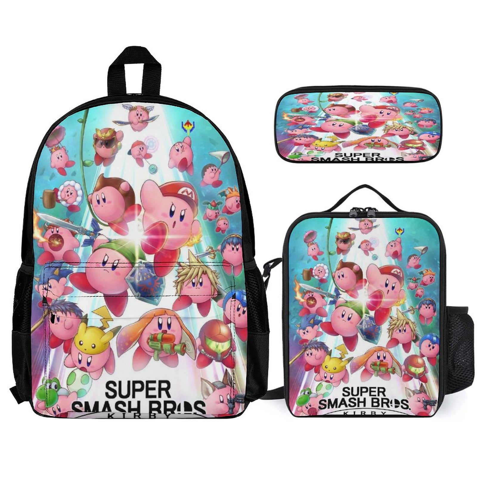 Kirby Backpack 3 PCS Set Laptop Backpack with Pencil Case Lunch Bag ...