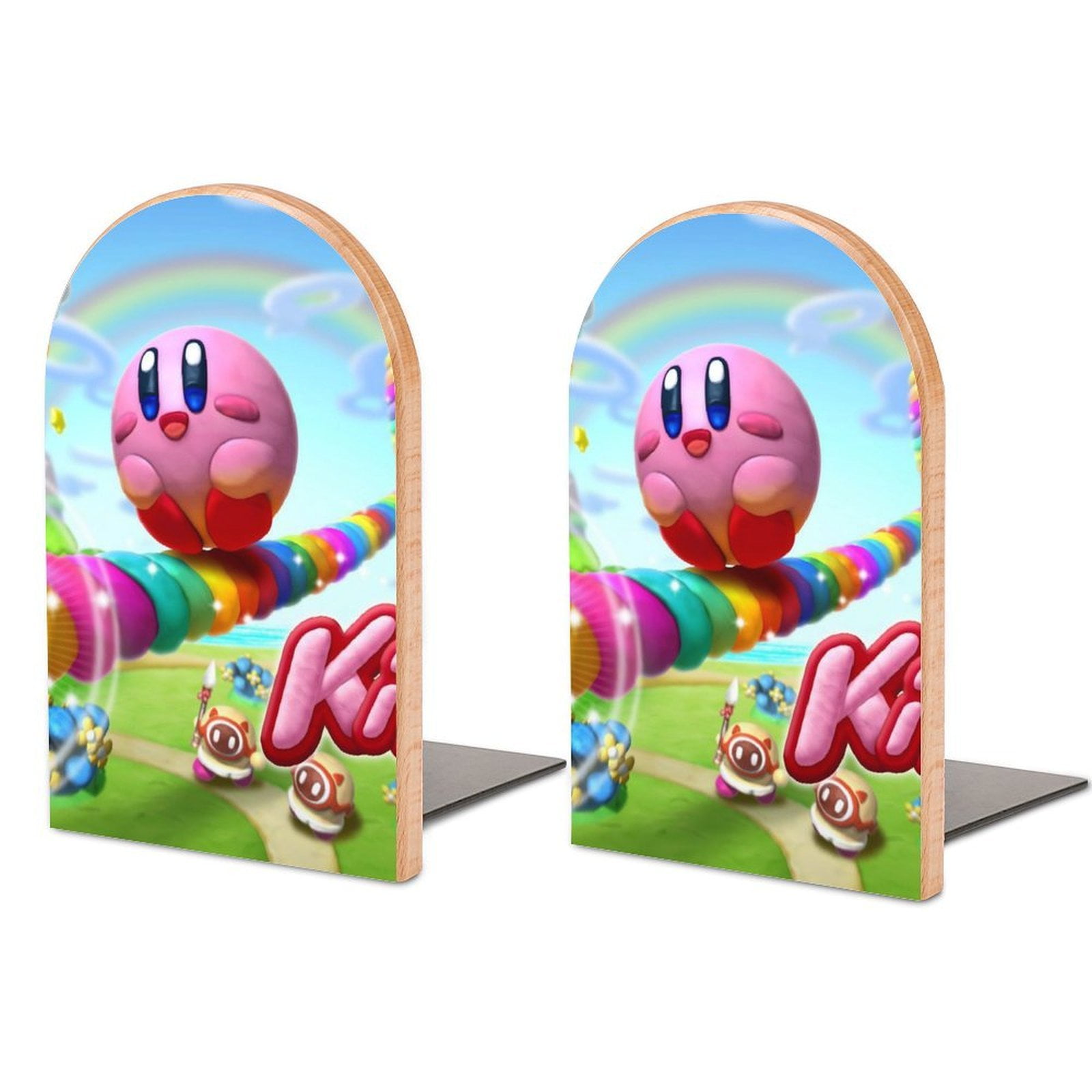 Kirby Bookends Wood Book Divider Decor Shelves Non-Skid Book Stand 2 ...