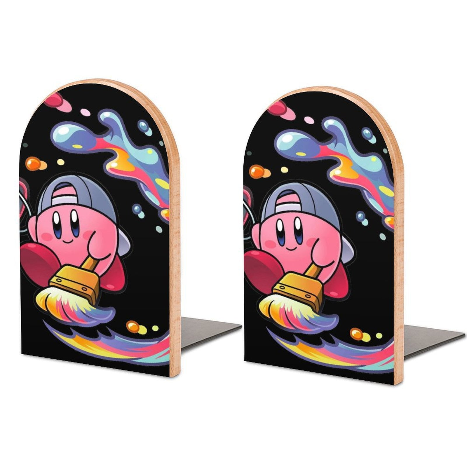 Kirby Bookends Wood Book Divider Decor Shelves Non-Skid Book Stand 2 ...