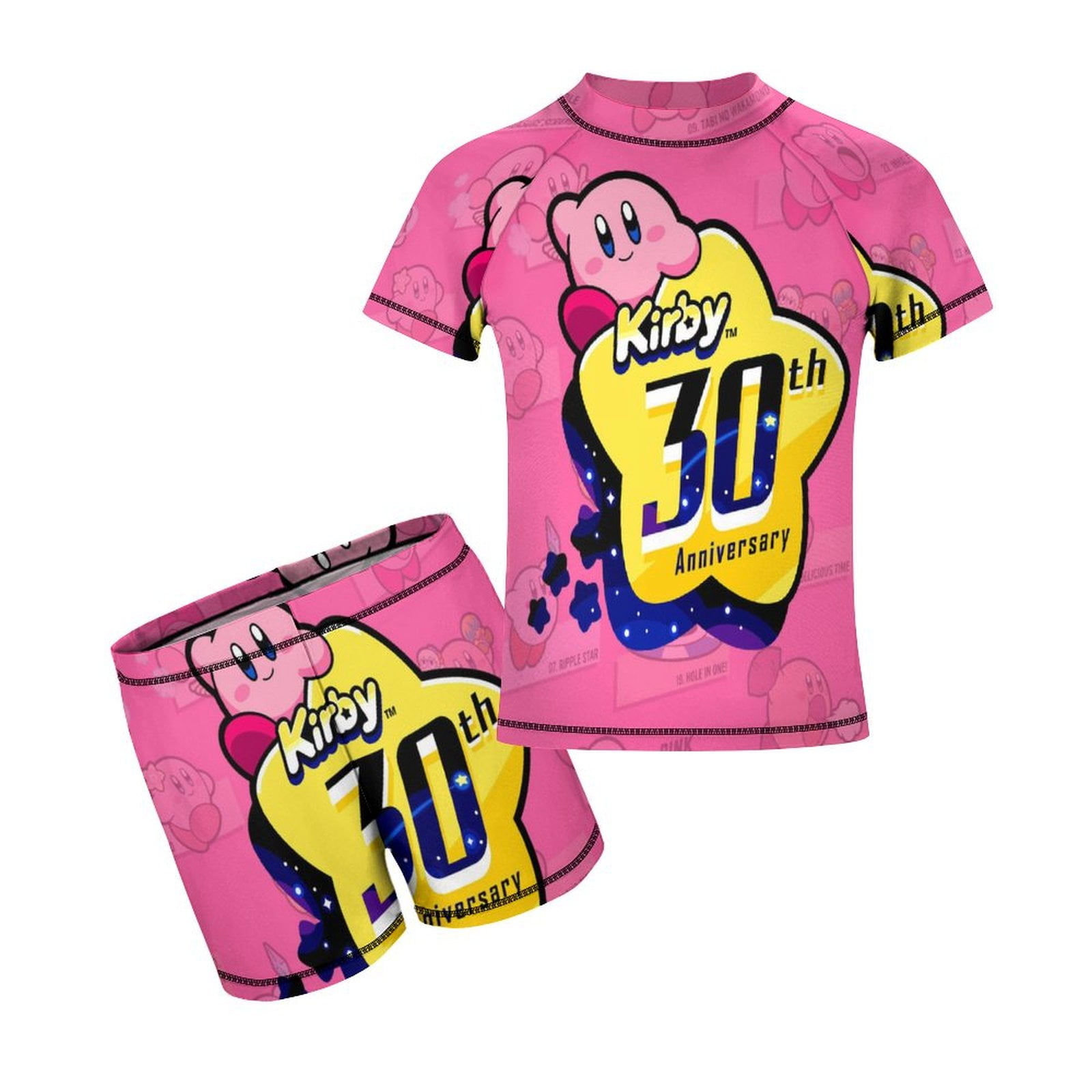Kirby Boys Rash Guard Set 2 Piece Swimsuits Short Sleeve Bathing Suits ...