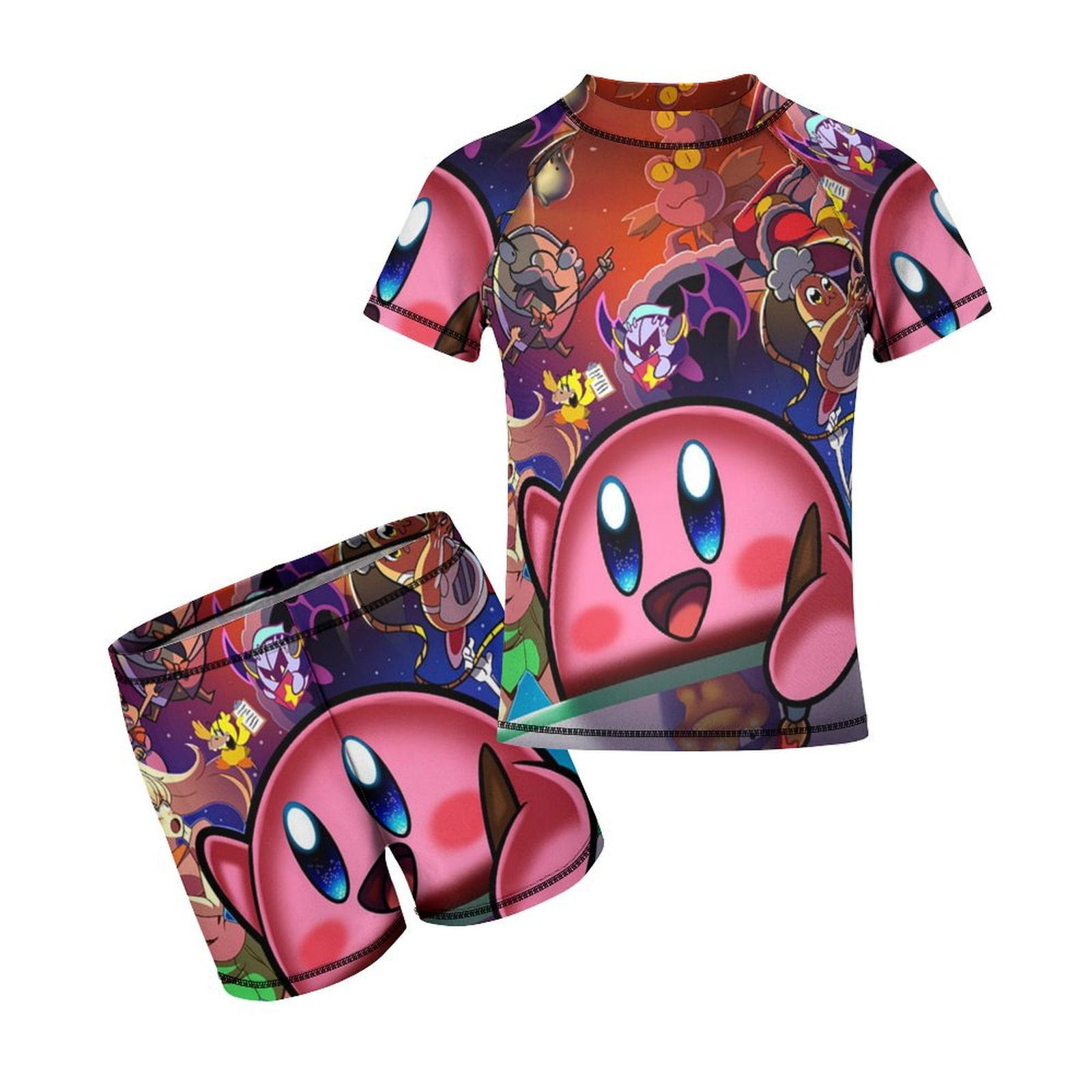 Kirby Boys Two Piece Rash Guard Swimsuits Kids Short Sleeve Swimwear ...