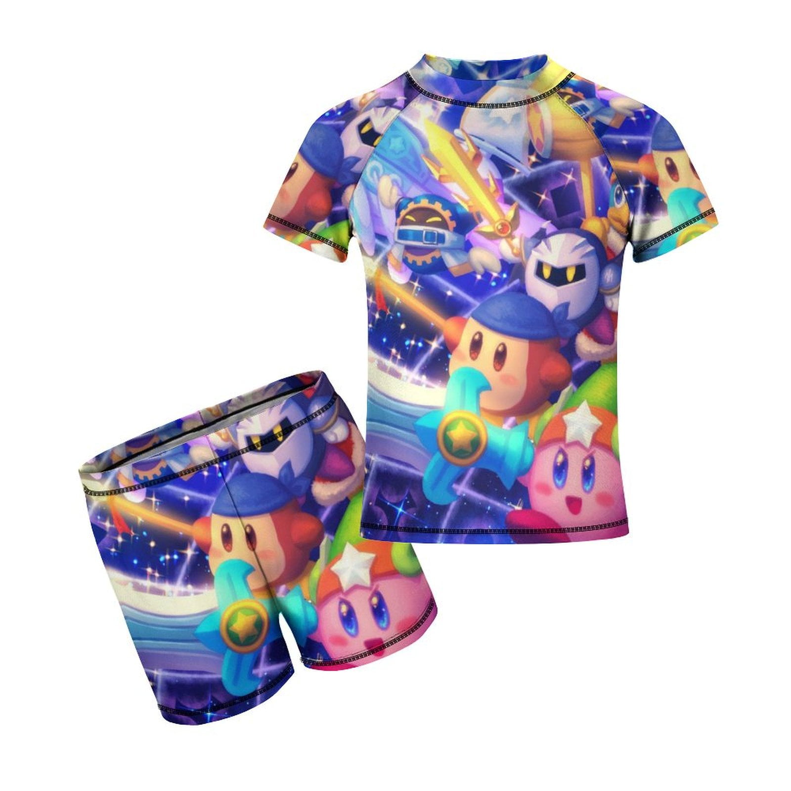 Kirby Boys Two Piece Rash Guard Swimsuits Kids Short Sleeve Swimwear ...