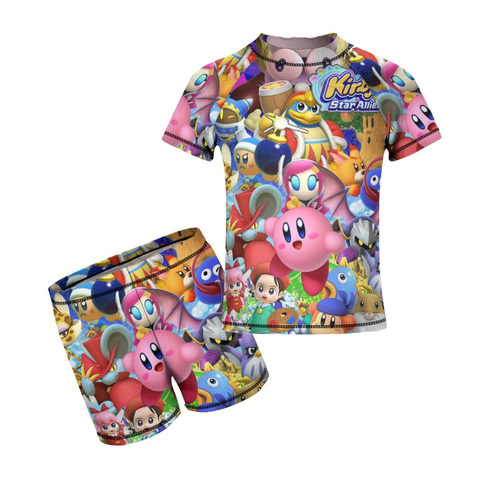 Kirby Boys Two Piece Rash Guard Swimsuits Kids Short Sleeve Swimwear ...
