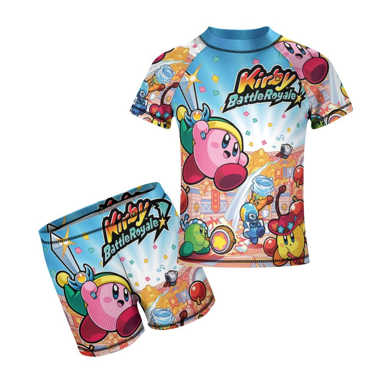 Kirby Boys Two Piece Rash Guard Swimsuits Kids Short Sleeve Swimwear Sets Bathing Suit - Walmart.com