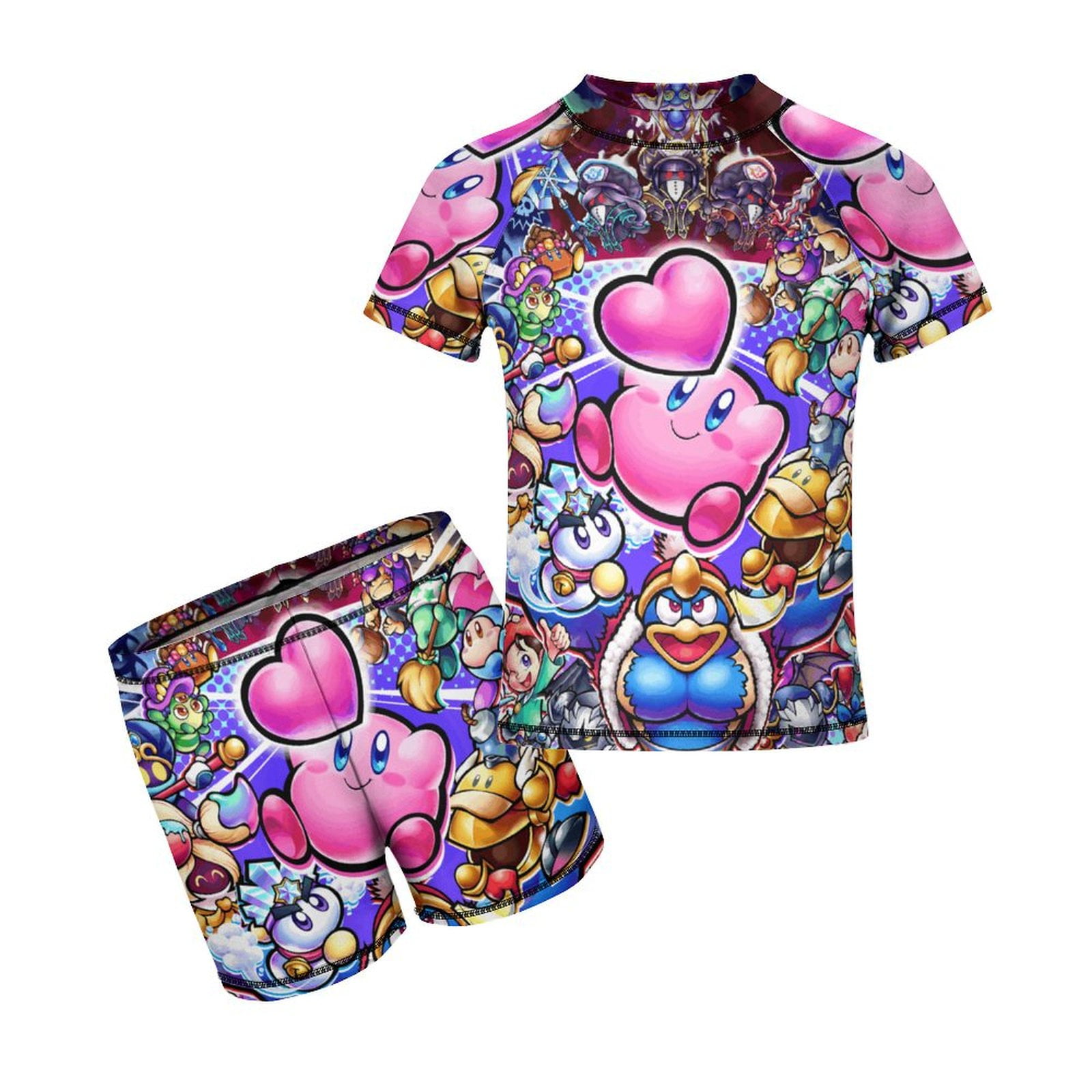 Kirby Boys Two Piece Rash Guard Swimsuits Kids Short Sleeve Swimwear ...