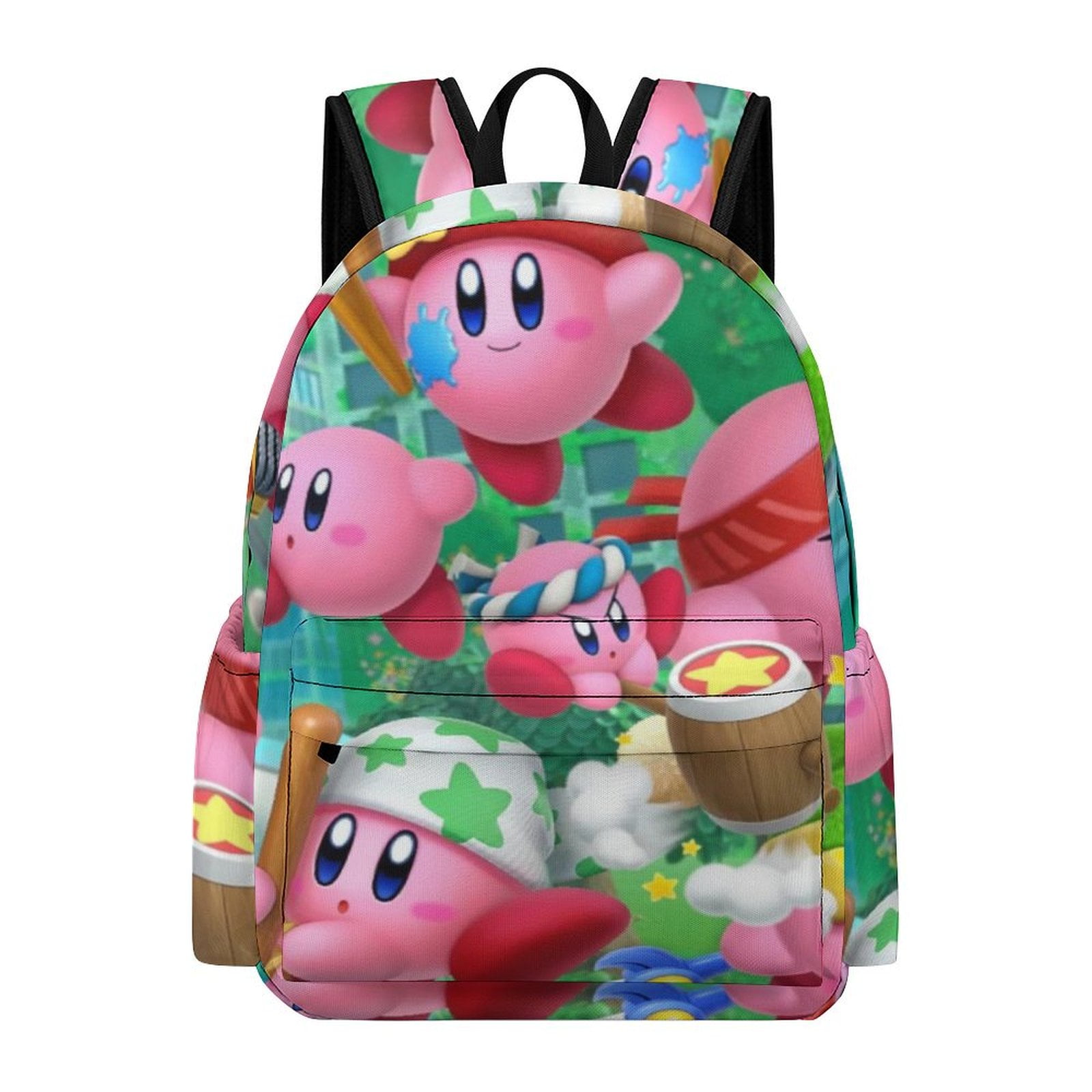 Kirby Cartoon Adjustable Backpack Laptop Daypack Student School Bookbag Satchel Half Printed ...