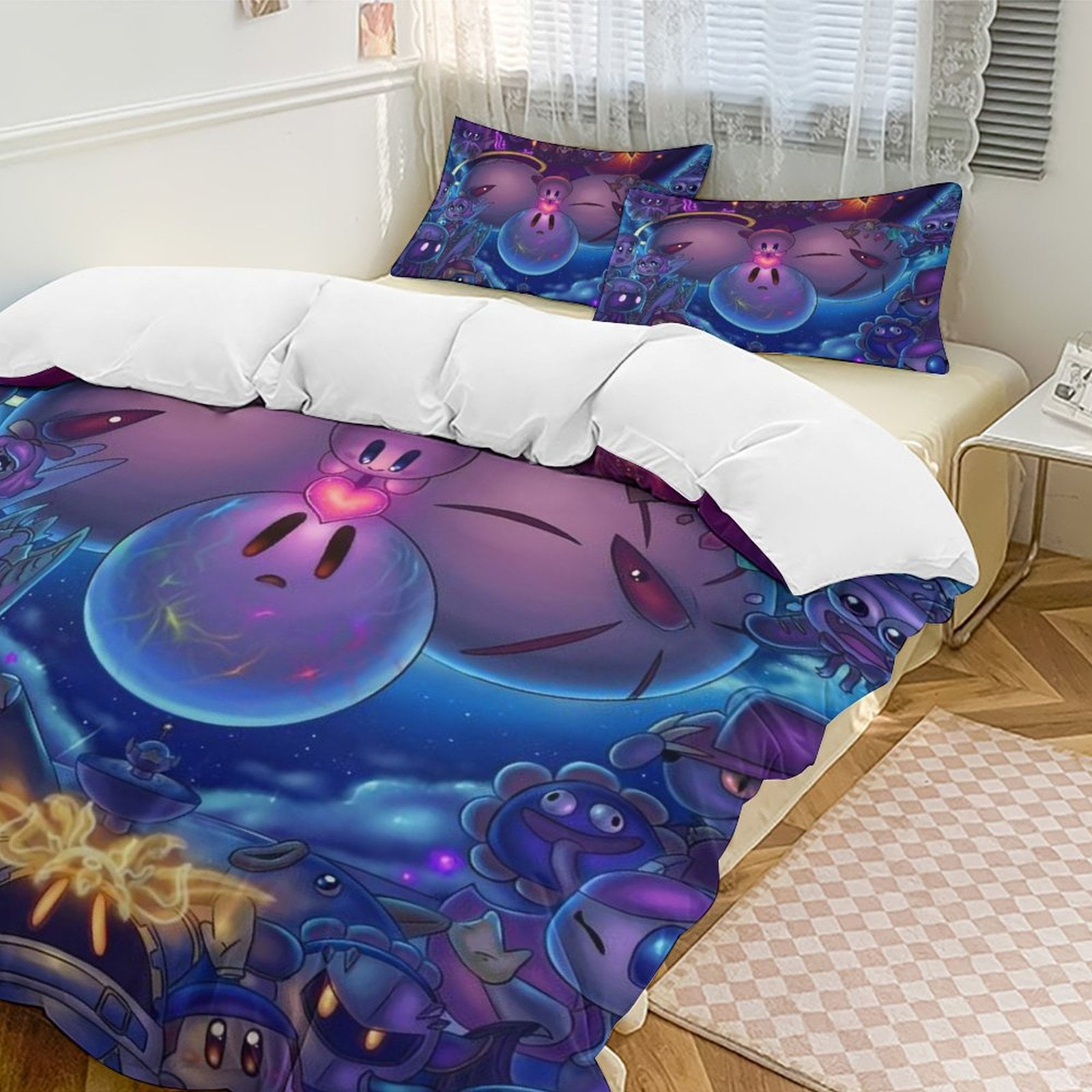 Kirby Cartoon Bedding Sets Ultra Soft Skin-Friendly Duvet Cover 3 Piece ...